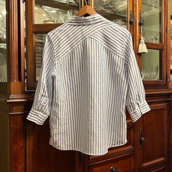Chico's | Tops | Classic Chicos Linen Striped Blouse | Poshmark